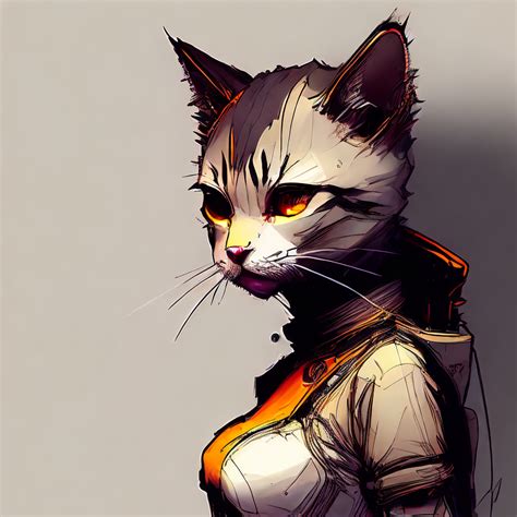 KREA AI Cat Girl Orange Tabaxi Cute Shy Autistic Nerv