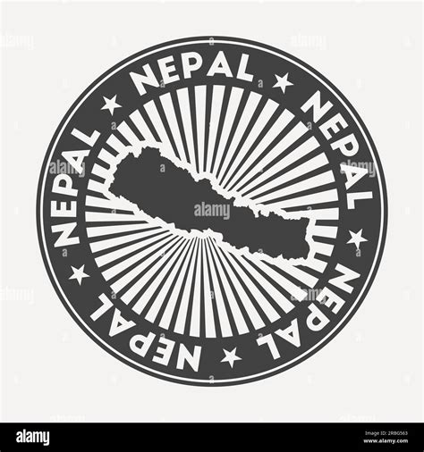 Nepal Round Logo Vintage Travel Badge With The Circular Name And Map