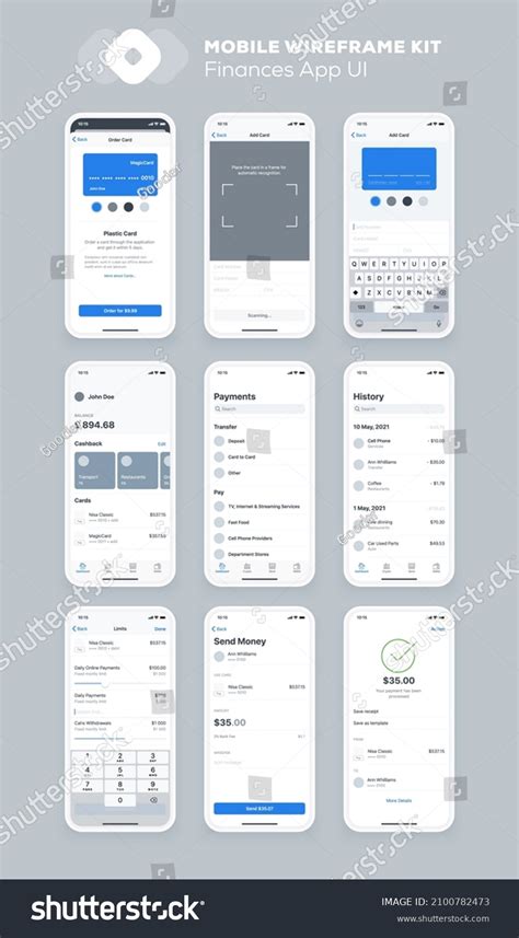 Mobile App Design Ui Ux Wireframe Stock Vector Royalty Free 2100782473 Shutterstock