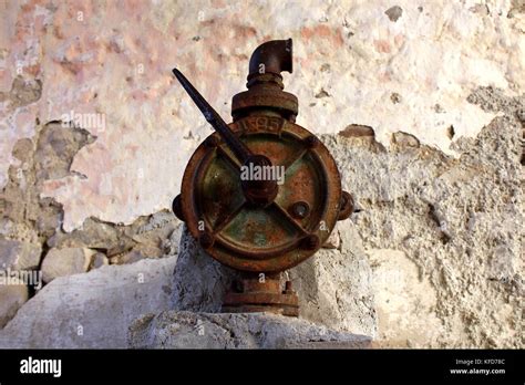 Old And Completely Rusted Traditional Water Valve For Hand Pumps