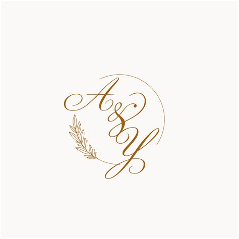 Initials Ay Wedding Monogram Logo With Leaves And Elegant Circular Lines 28187048 Vector Art At