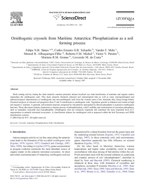 Pdf Ornithogenic Cryosols From Maritime Antarctica Phosphatization