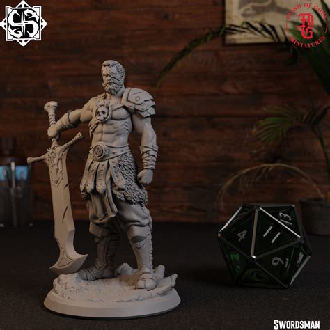 The Swordsman Fantasy Tabletop Miniature 28mm 100mm Dungeons And