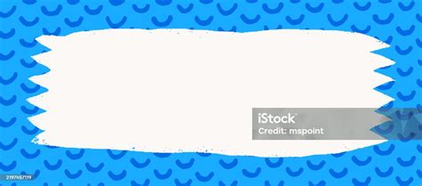 파란색 물결 모양의 배경에 가장자리가 찢어진 흰색 직사각형 종이 또는 테이프 물결 패턴에 거친 찢어진 사각형 노트의 벡터 그림 콜라주와 스티커에 이상적 0명에 대한 스톡