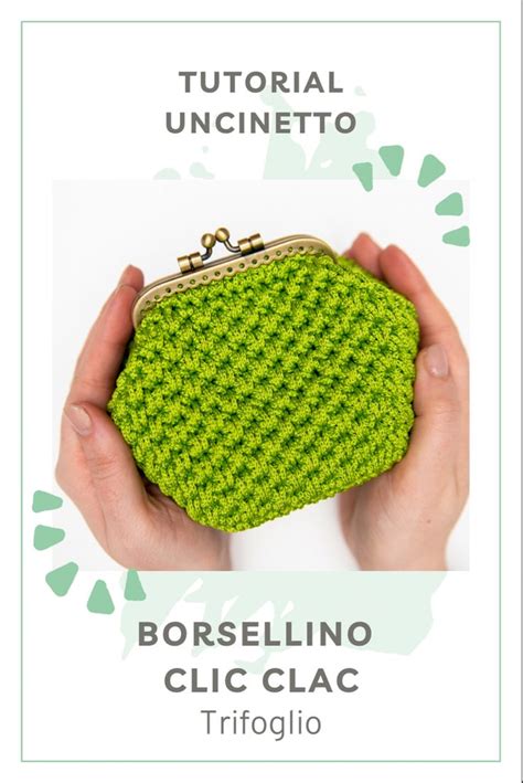 Borsellino Ad Uncinetto Clic Clac Trifoglio Uncinetto Portamonete