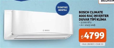Bosch Climate 8000 Rac Inverter Duvar Tipi Klima 12000 Btu İndirimde