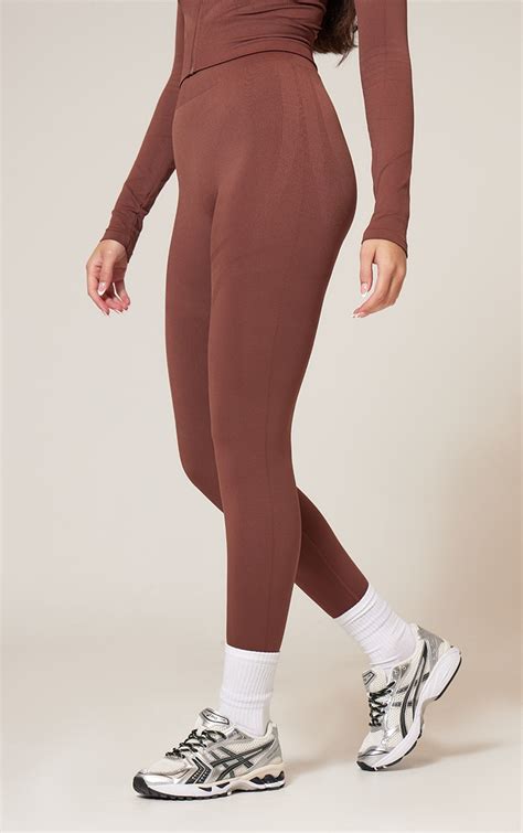 Espresso Textured Seamless Gym Leggings Activewear