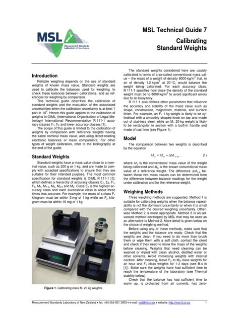 Msl Technical Guide 7 Calibrating Standard Weights Figure 1