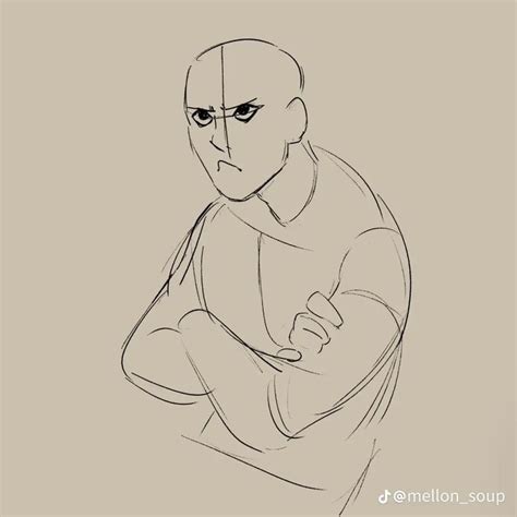 A Drawing Of A Man With His Arms Crossed