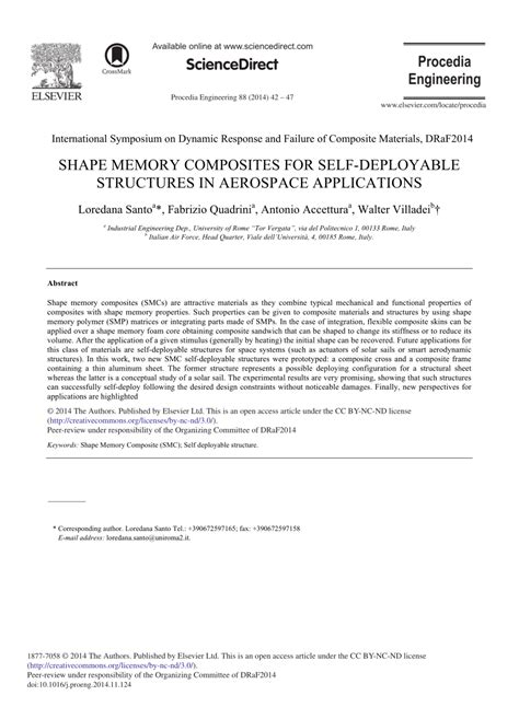 Pdf Shape Memory Composites For Self Deployable Structures In
