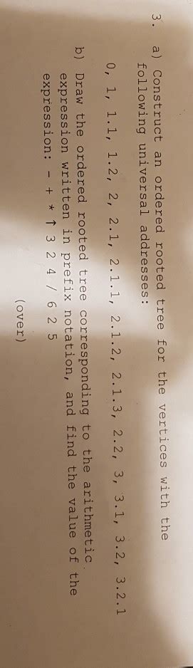 Solved A Construct An Ordered Rooted Tree For The Vertices