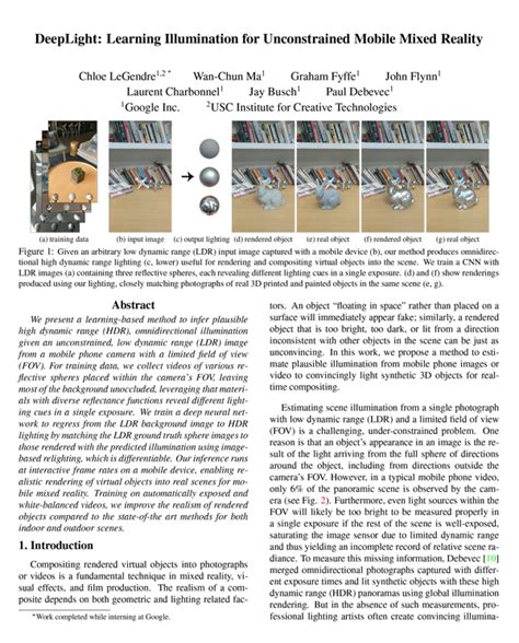 Deeplight Learning Illumination For Unconstrained Mobile Mixed Reality