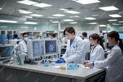 Premium Ai Image Bioinformatics Laboratory Futuristic Science Lab Background Wallpaper