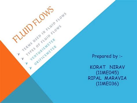 Flow Pattern And Flow Visualization Ppt