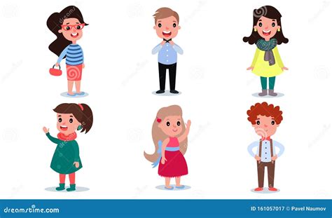 Niños Y Niñas Vestidos Con Ropa Moderna Y Ligera Ilustración Del Vector