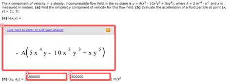 solved the x component of velocity in a steady