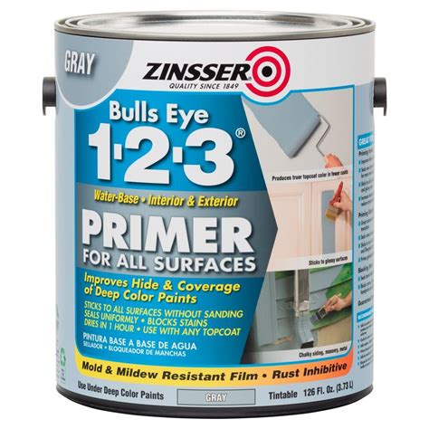 Zinsser Bulls Eye 1 2 3 126 Oz Water Based Interior Exterior Gray