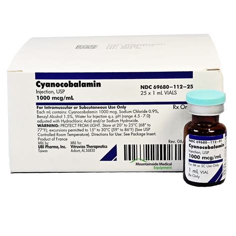 Cyanocobalamin for injection 1000 mcg Multiple-Dose 1mL x 25/Tray (Rx ...
