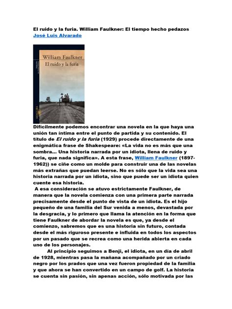 William Faulkner El Ruido Y La Furia Por José Luis Alvarado