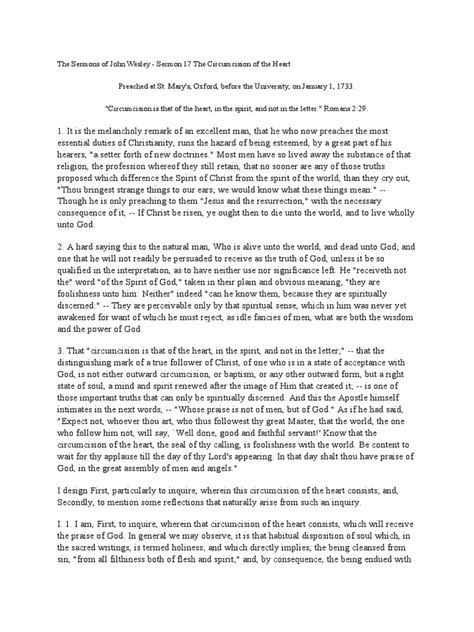 John Wesleys Spirituality Sermon 17 The Circumcision Of The Heart Pdf
