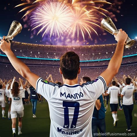 Cinematic Image Of A Real Madrid Fan Celebrating The Conquest Of Europe