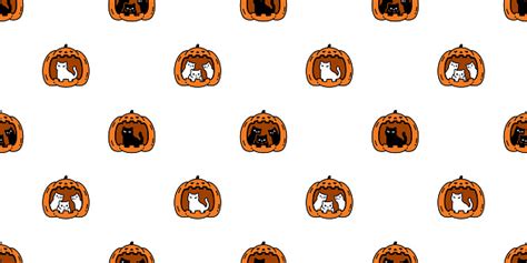 고양이 원활한 패턴 호박 할로윈 새끼 고양이 옥양목 벡터 타일 배경 스카프 고립 된 선물 포장지 반복 벽지 만화 램프 그림 디자인 개에 대한 스톡 벡터 아트 및 기타 이미지