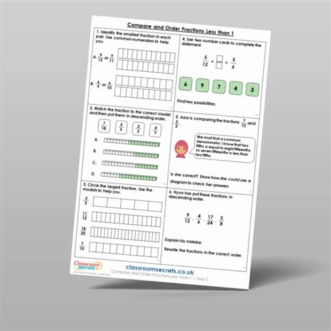 Year Compare And Order Fractions Less Than Mixed Activity Resource Classroom Secrets