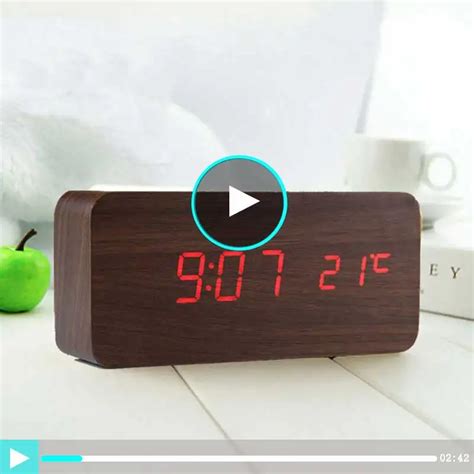 Bedside Led Wooden Alarm Clockdespertador Temperature Sounds Control