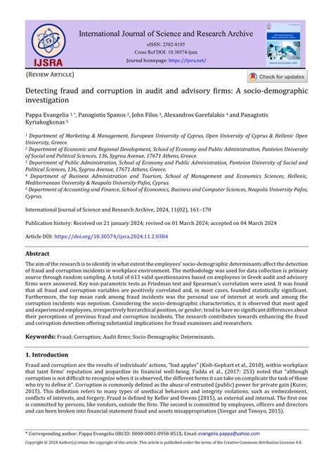Pdf Detecting Fraud And Corruption In Audit And Advisory Firms A