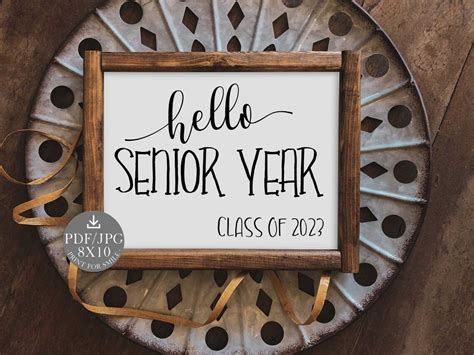 Hello Senior Year Sign First Day Of Senior Year Printable Etsy