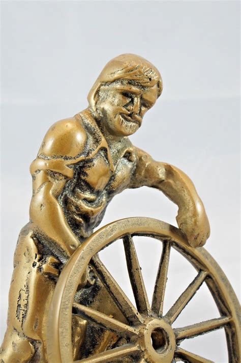Vintage Nvb British Made Brass Statue Wheelwright Blacksmith Wagon Wheel 15340016