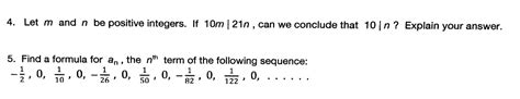 Solved 4 Let M And N Be Positive Integers If 10m 21n Chegg Com