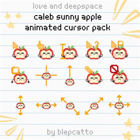 Caleb Love And Deepspace Sunny Apple Custom Cursor Pack Pixel Art