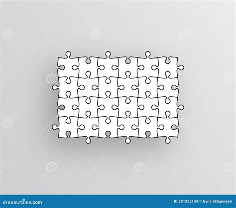 Jigsaw Outline Grid 4x3 Elements Puzzle With 12 Pieces Portrait