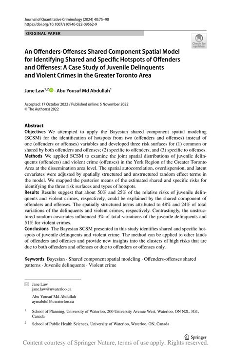 Pdf An Offenders Offenses Shared Component Spatial Model For Identifying Shared And Specific