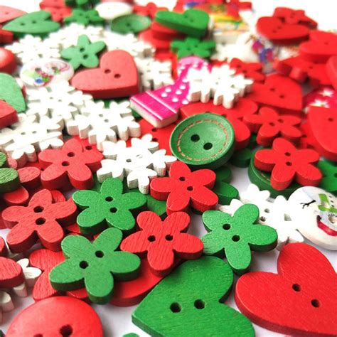 Pack Of 110 120 Pcs Wood Christmas Decorative Buttons For Home Sewing