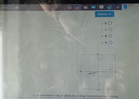 Solved Vectorv Is Plotted Below What Is The Length Of The X Component