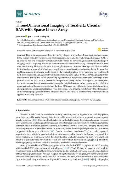 pdf three dimensional imaging of terahertz circular sar with sparse linear array