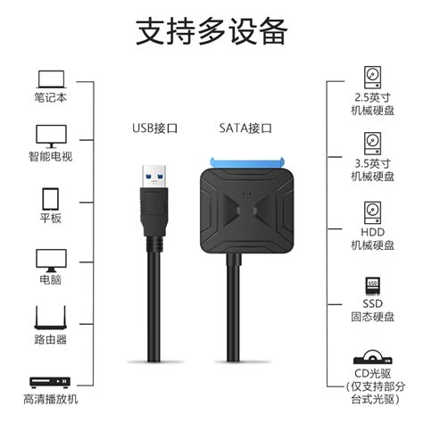 达而稳 Sata转usb3 0硬盘读取器易驱线外接器连接线机械固态硬盘转换台式电脑笔记本接口数据线3 5寸外置光驱 虎窝淘