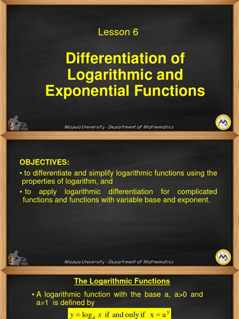 lesson 6 differentiation of logarithmic and exponential functions