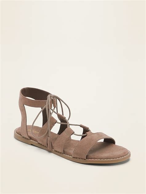 Old Navy Faux Suede Lace Up Gladiator Sandals For Women 55242001300