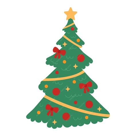 Árvore De Natal Decorada Com Fita De Arcos De Bolas De Ornamentos E Uma