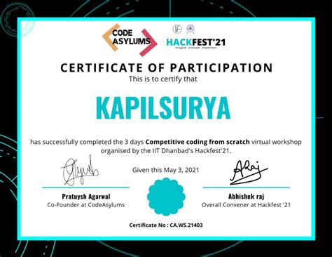 Kapilsurya Rajendran On Linkedin Certificate For Workshop In Python By