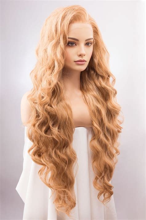 Strawberry Blonde Curly Lace Top Synthetic Wig Idina