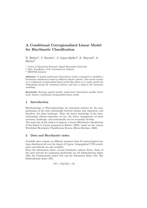 Pdf A Conditional Corregionalized Linear Model For Bioclimatic
