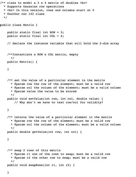 solved complete the class matrix java submit the