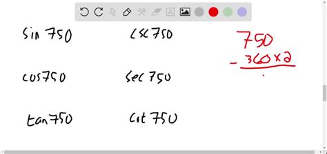 solved find exact values of the six trigonometric functions of each