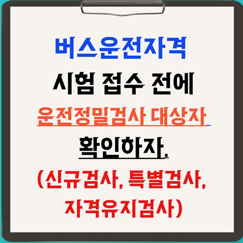 버스운전자격시험 운전정밀검사 대상자 확인하기 신규검사 특별검사 자격유지검사