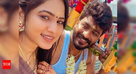 Navin Kumar And Kanmani Sekar Visit A Temple After Engagement See Pic Times Of India