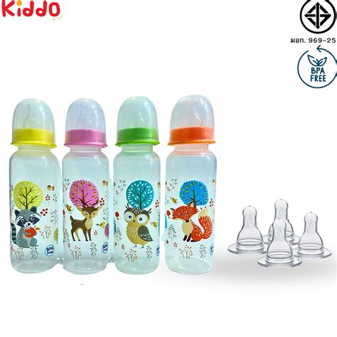 เซต4ขวดฟรี4จุก ขวดนมกลมใส 9ออนซ์ ทรงคอแคบ ขวดนม พร้อมจุก มีคุณภาพ ทนความร้อนได้110 องศา